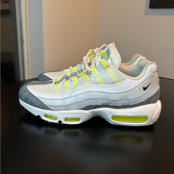 Nike | Shoes | Nike Air Max 95 Retro Logos Grey White Neon Volt | Poshmark